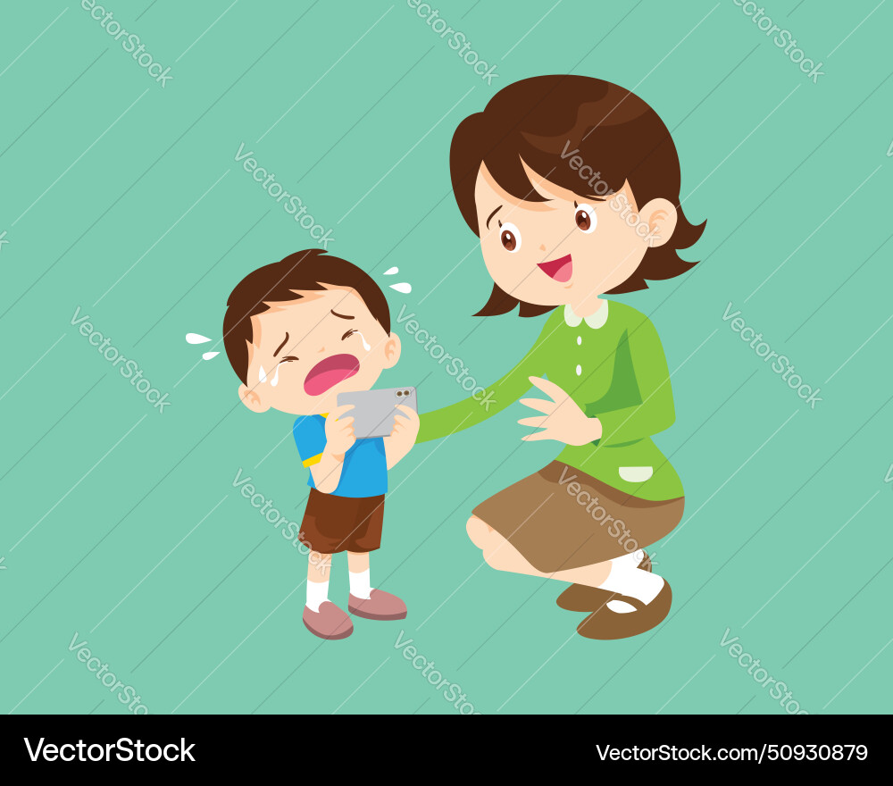 Comforting sad children with parent Royalty Free Vector