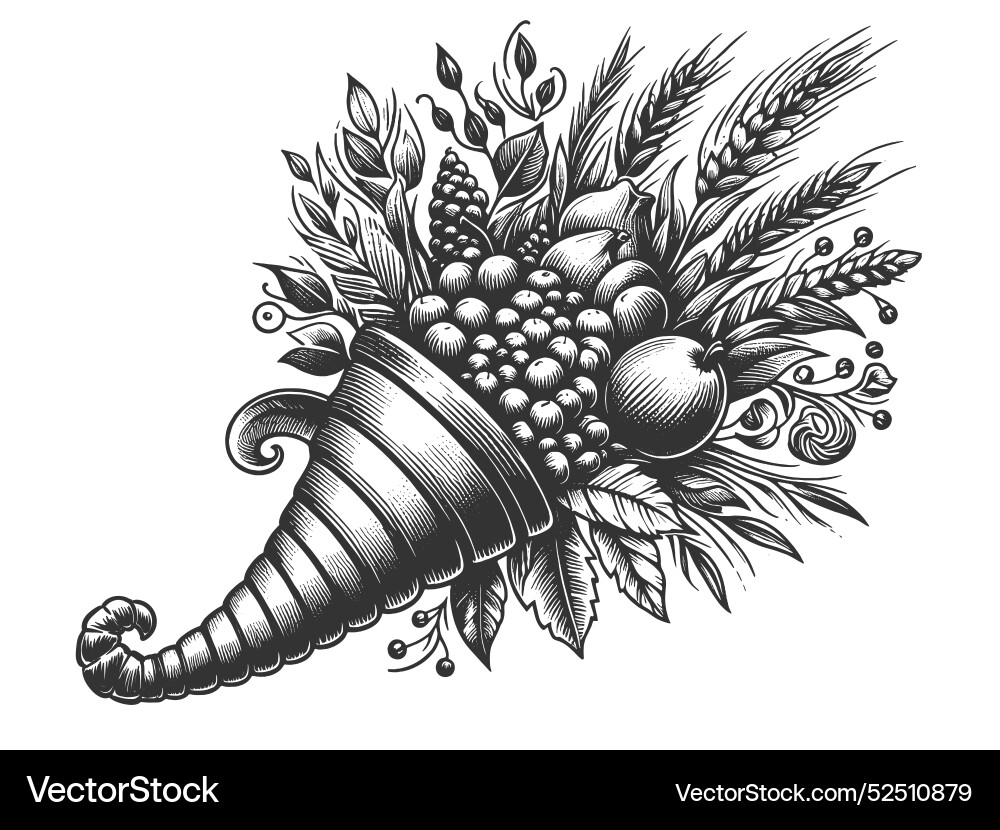Cornucopia harvest fruits and vegetables Vector Image