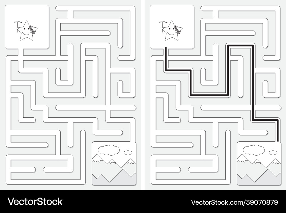 Easy little star maze Royalty Free Vector Image
