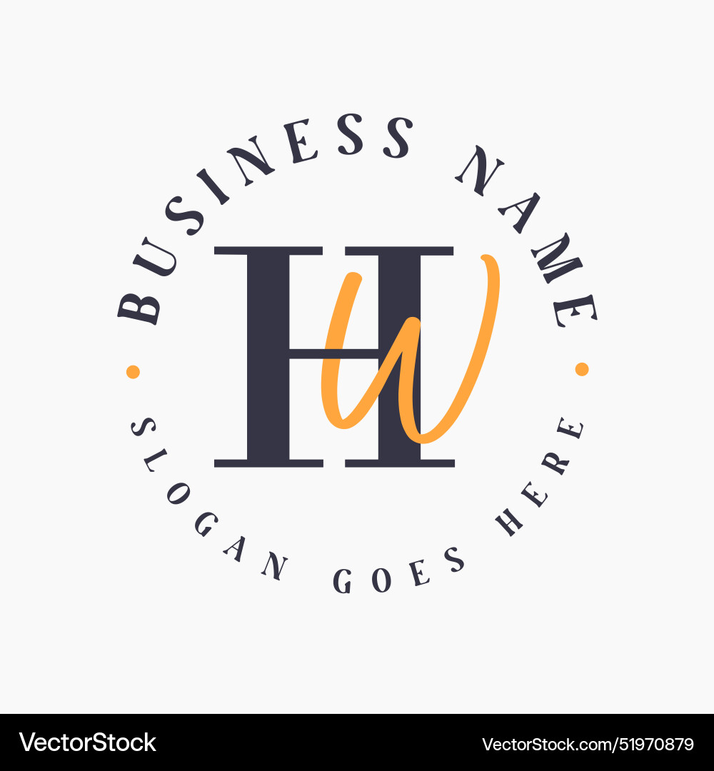 Elegant letter hw initials logo for corporate Vector Image