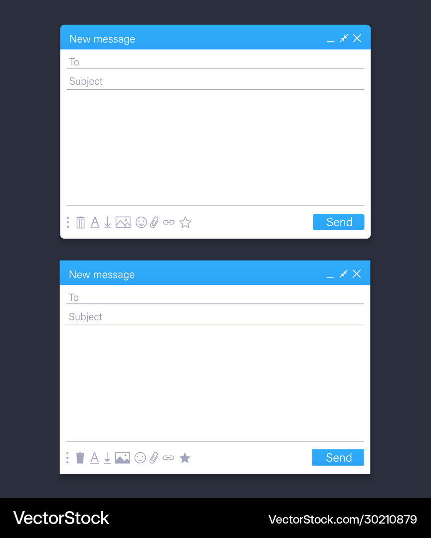 Email message interface sending form Royalty Free Vector