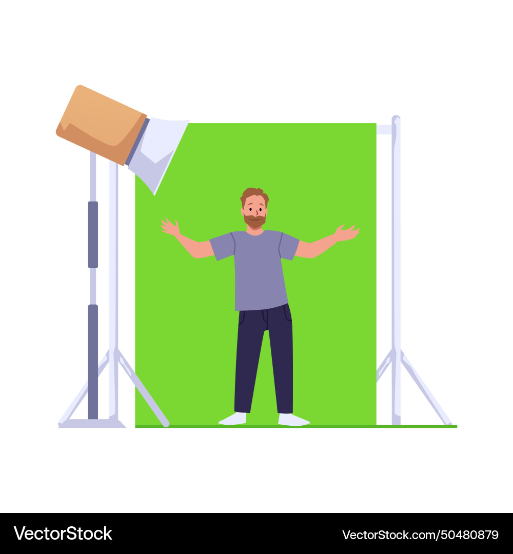 Film set with character on green background Vector Image
