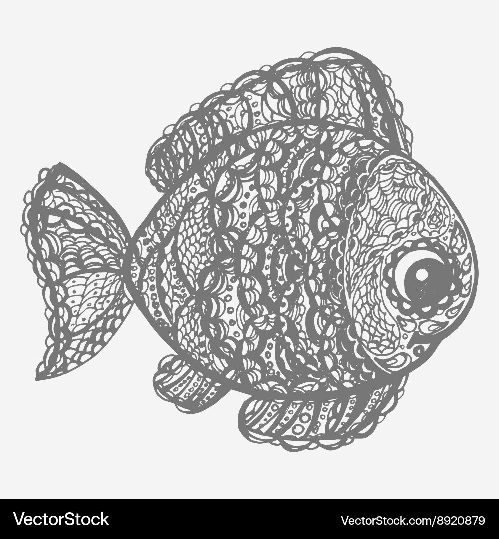 Fish in paisley mehndi doodle style Royalty Free Vector