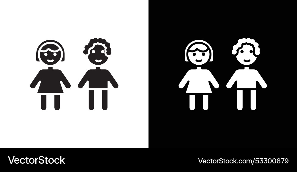 Kids or children icon thin line flat Royalty Free Vector