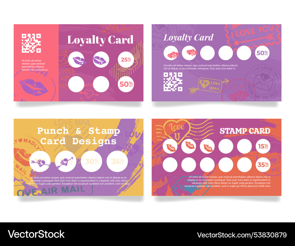 Loyalty cards showcasing various designs Vector Image