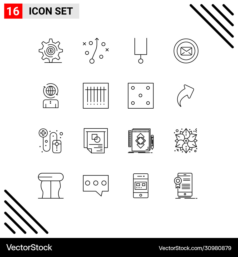 Pictograph set 16 simple outlines management Vector Image