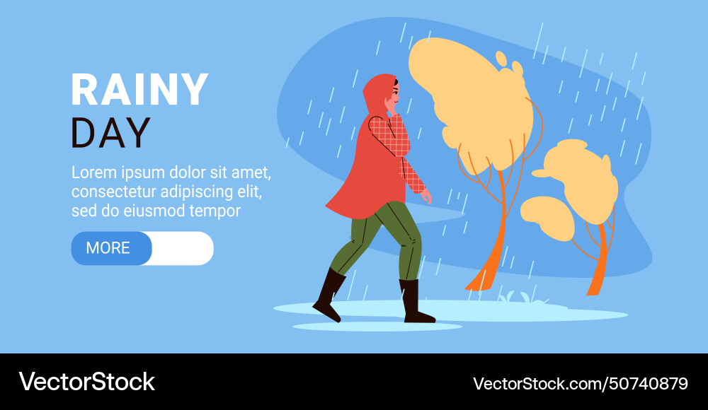 Rainy day horizontal banner Royalty Free Vector Image