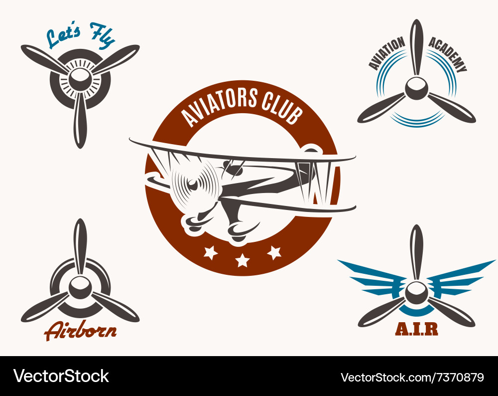 Vintage Aviation Club Badge Set Royalty Free Vector Image