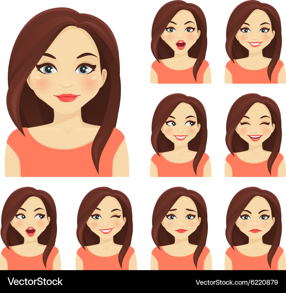 Woman expression set Royalty Free Vector Image