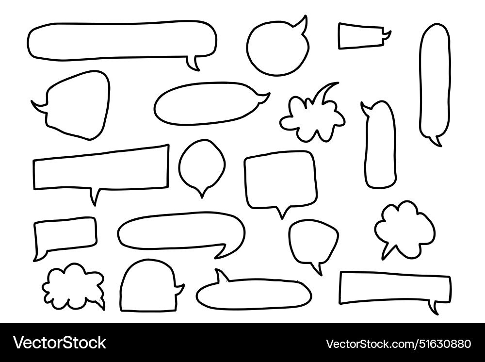 A collection of hand-drawn speech bubbles Vector Image
