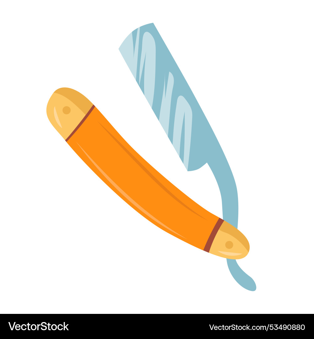 Barber straight razor in flat design professional Vector Image