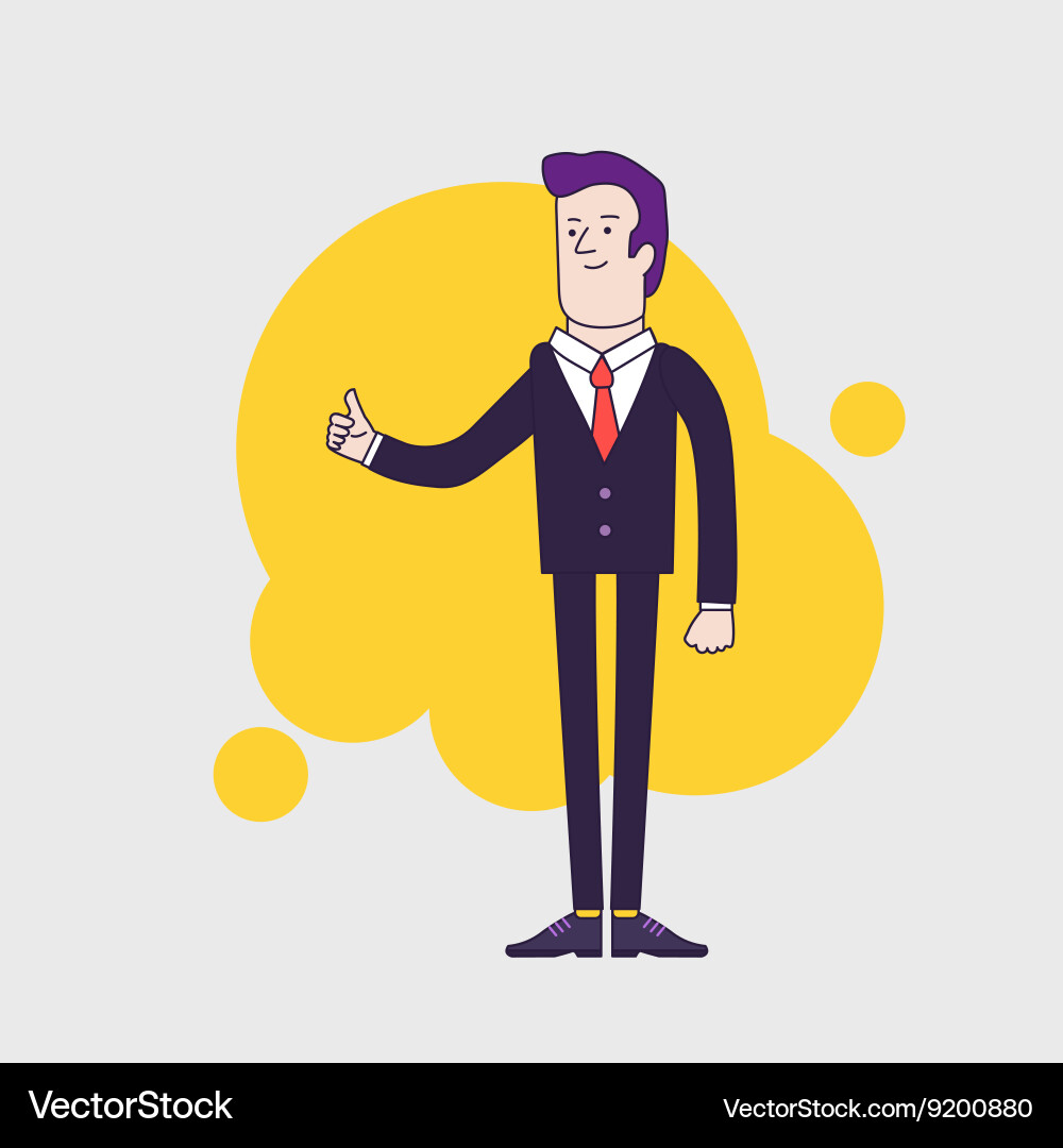 Businessman with thumbs up success Royalty Free Vector Image