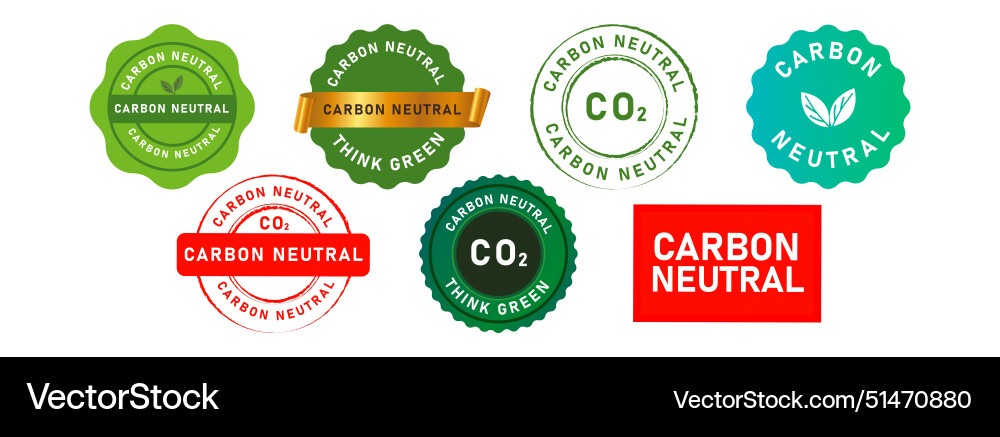 Circle stamp seal badge carbon neutral label Vector Image
