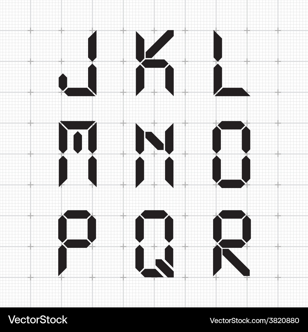 Digital font Royalty Free Vector Image - VectorStock