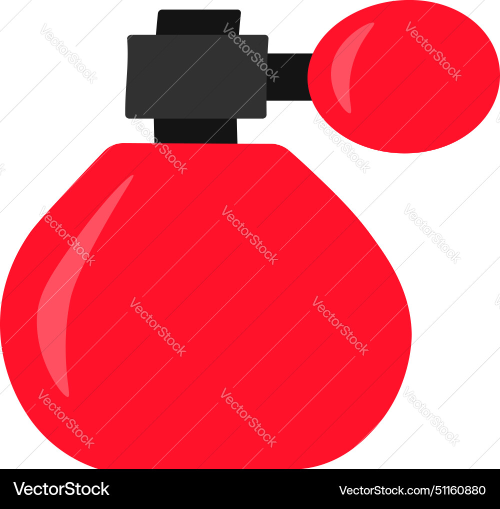 Flat cartoon french perfume in a bright red bottle
