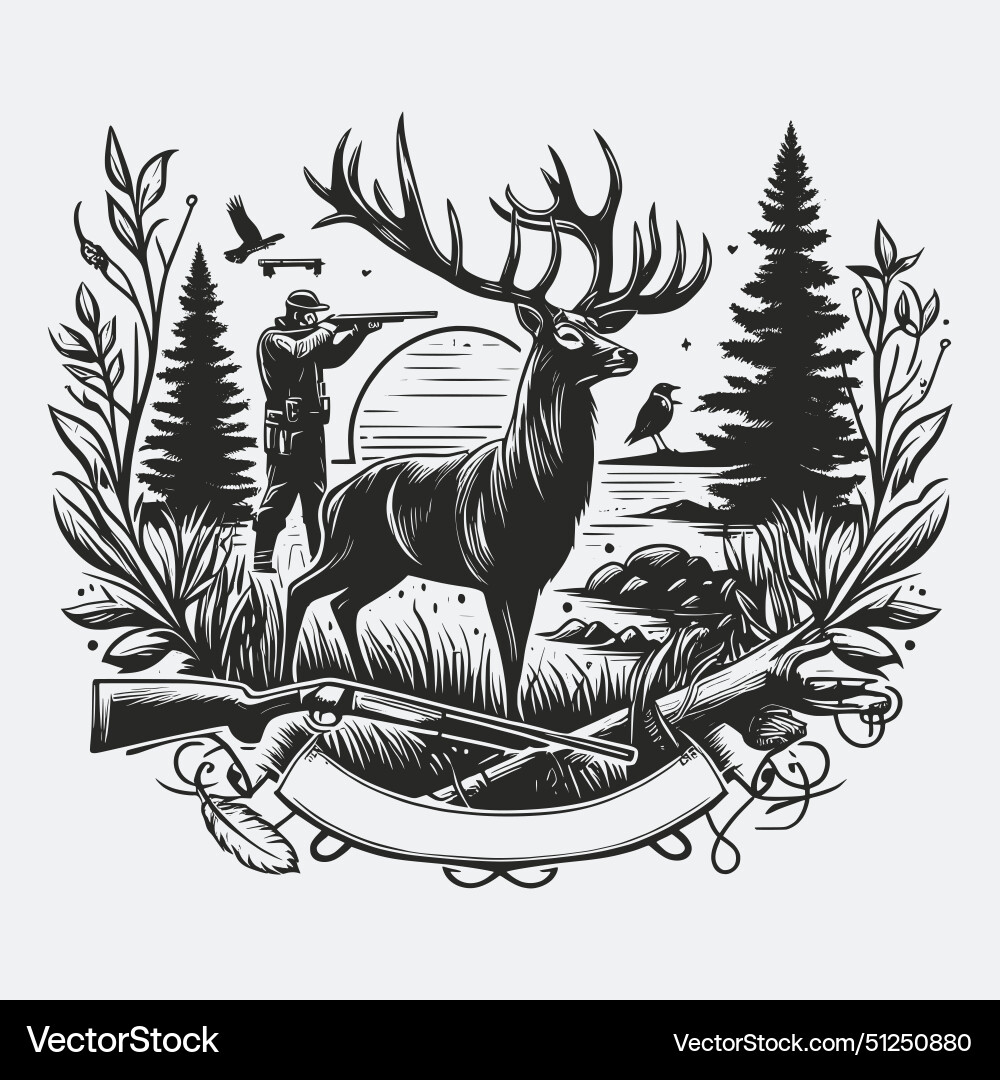 Hunting life svg silhouette file Royalty Free Vector Image