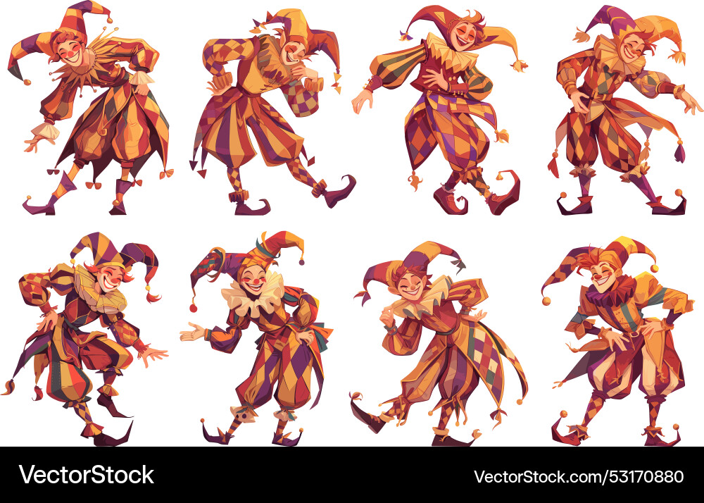 Jester medieval clown harlequin joker character Vector Image