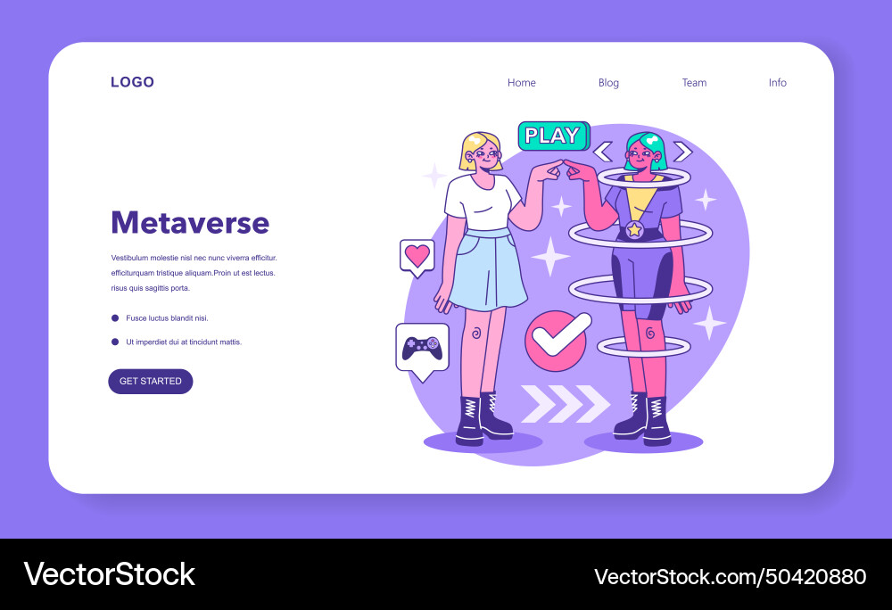 Metaverse web banner or landing page vr Royalty Free Vector