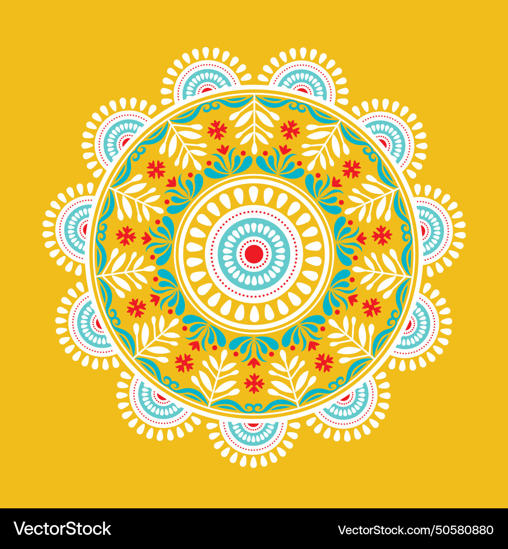 Nature and folk style mandala design Royalty Free Vector