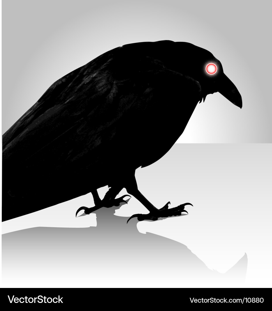 Ominous Crow with Glowing Eye Royalty Free Vector Image