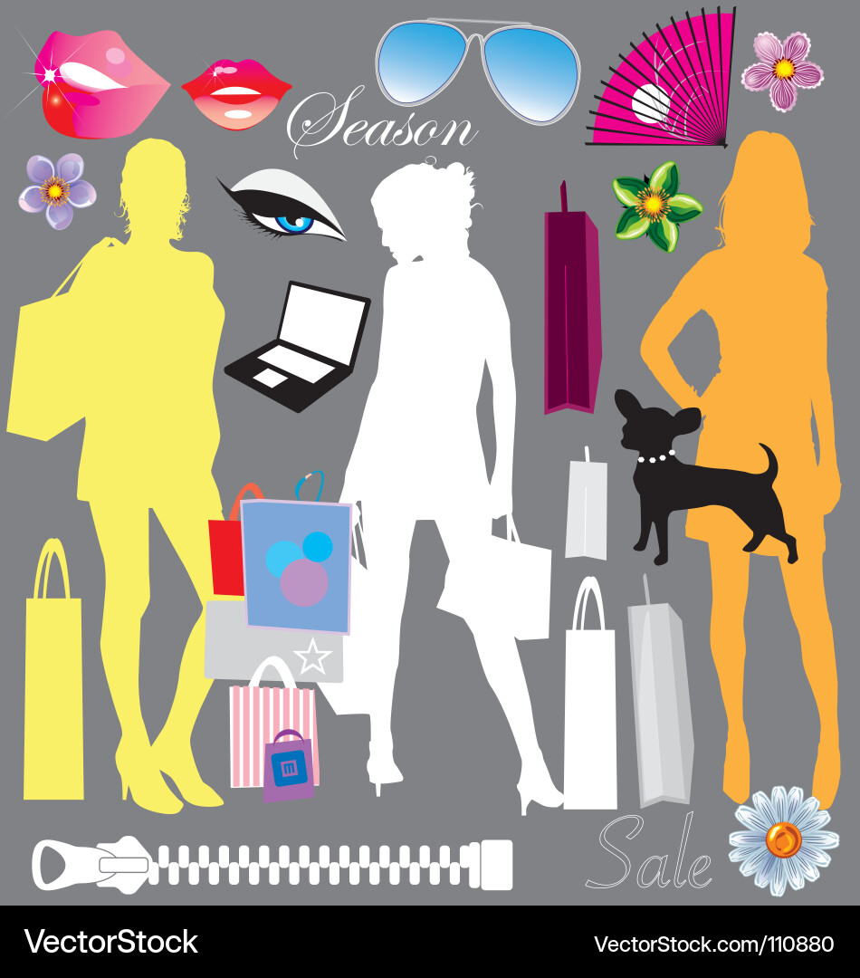 Shopping Elements Collection Royalty Free Vector Image