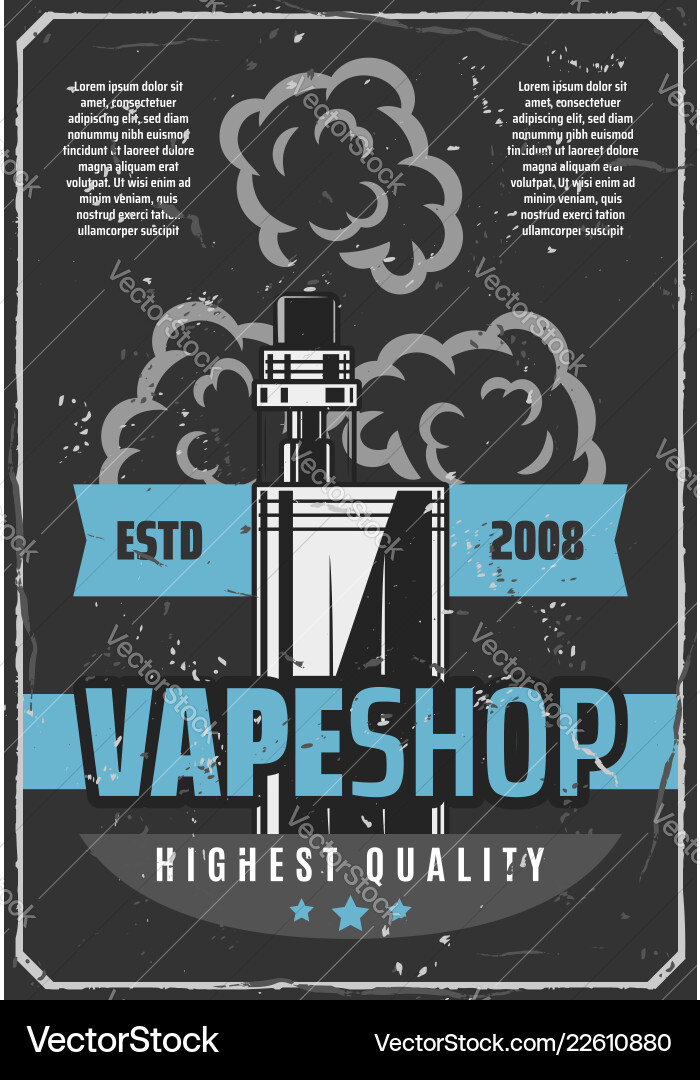 Vape shop e-cigarette advertisement retro poster Vector Image