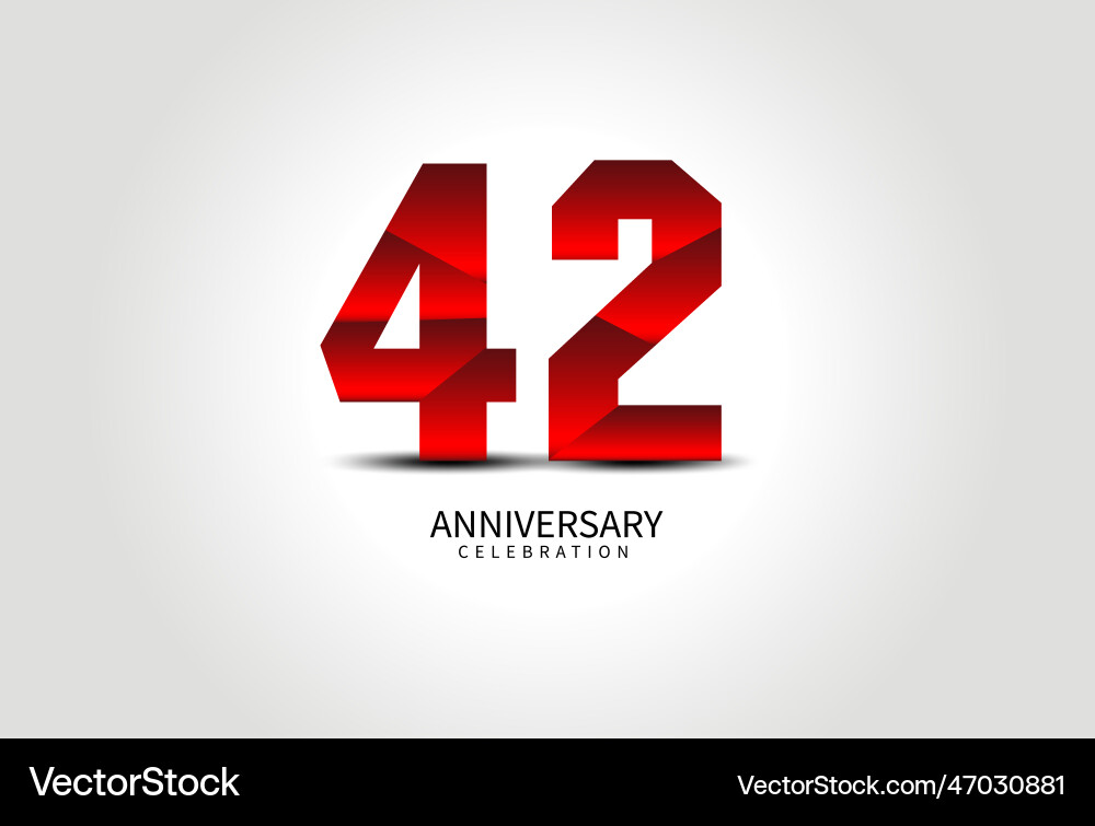 42 year anniversary celebration logo red Vector Image