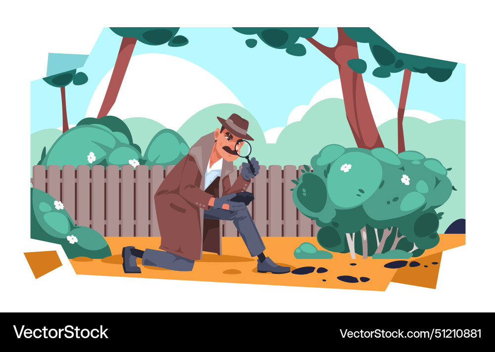 Cartoon detective character searching proof Vector Image