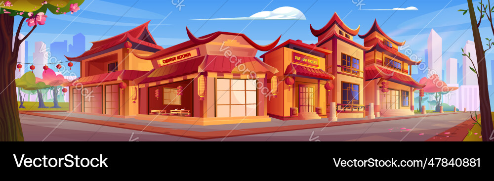 Chinatown Streetscape Royalty Free Vector Image
