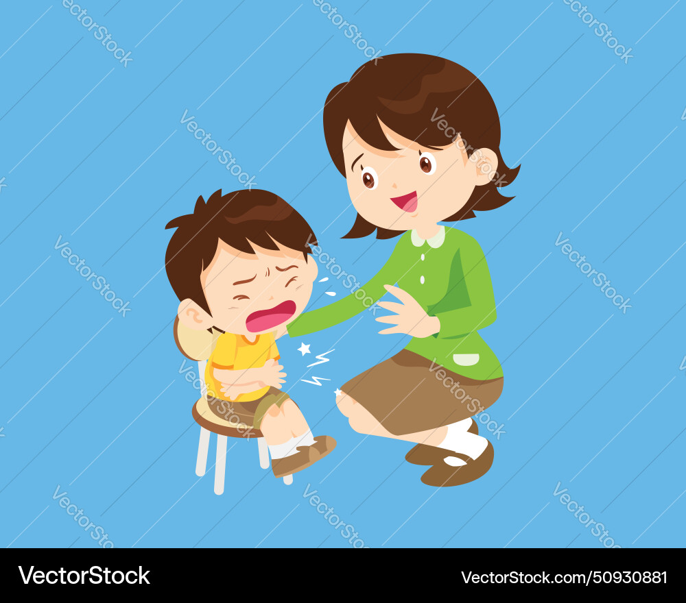 Comforting sad children with parent Royalty Free Vector