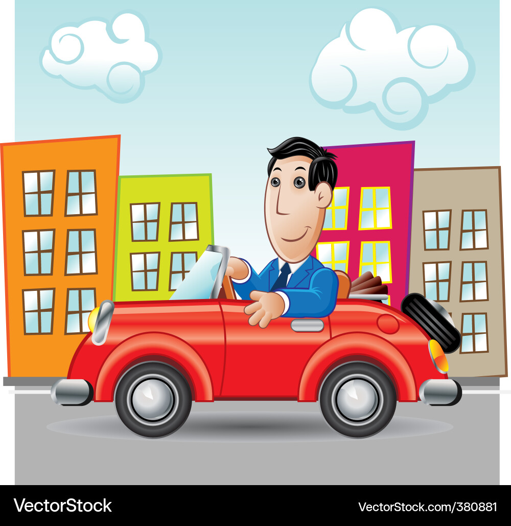 Driver in the red car Royalty Free Vector Image