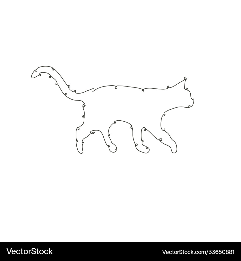 Hand drawn catl continuous line Royalty Free Vector Image