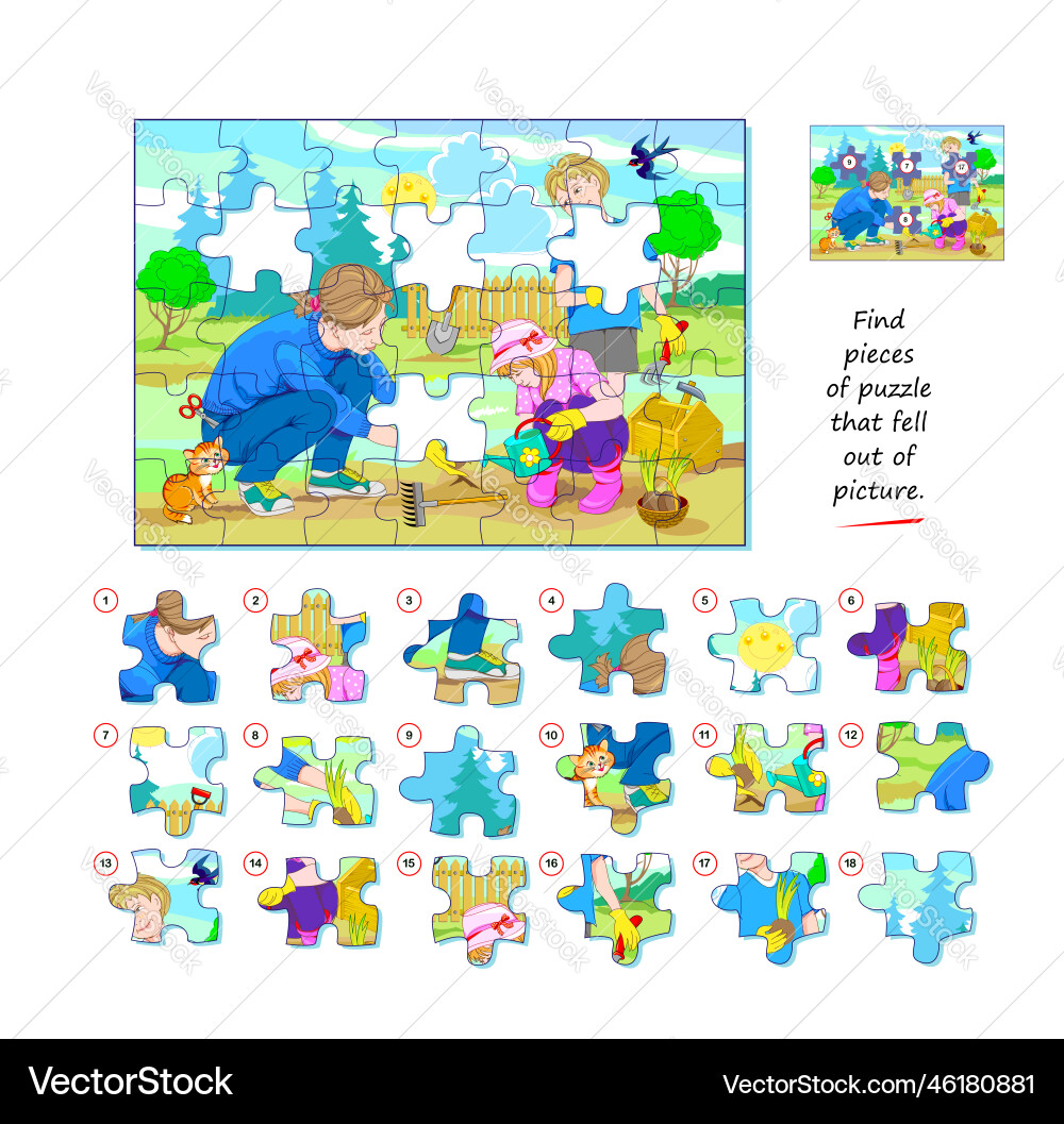 Logic game for children and adults find pieces Vector Image