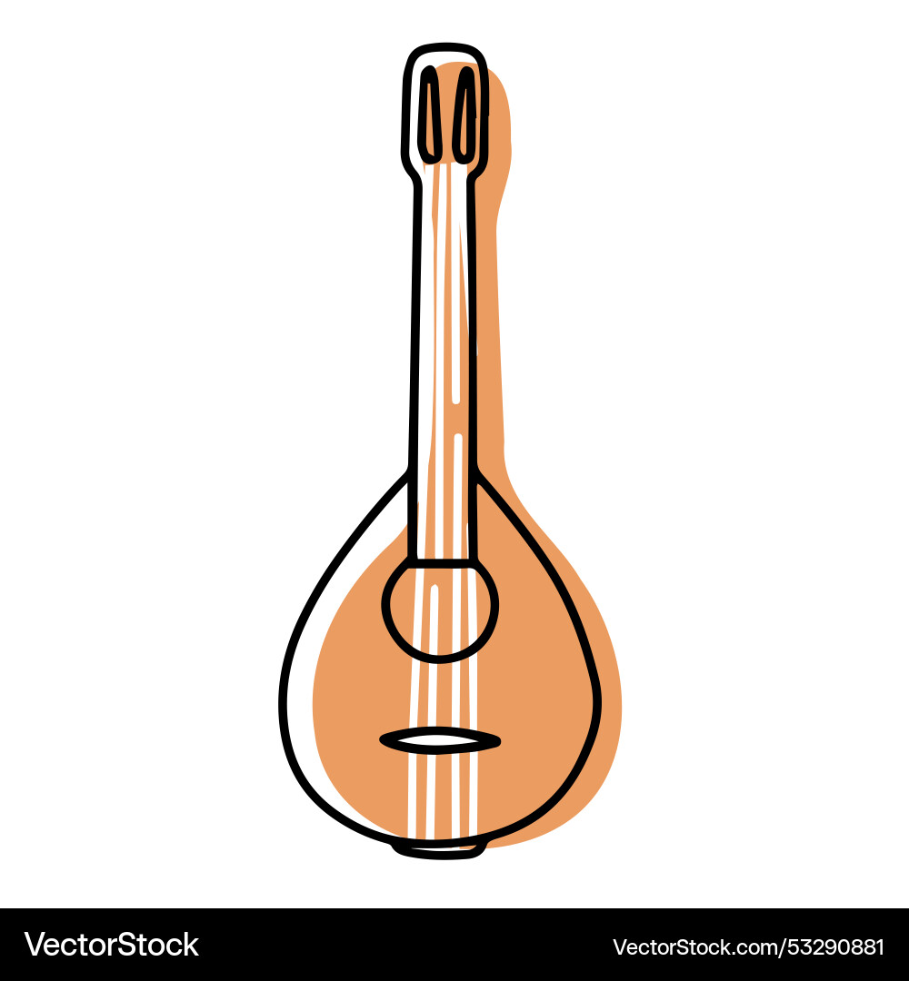 Mandoline line art music instrument in flat Vector Image