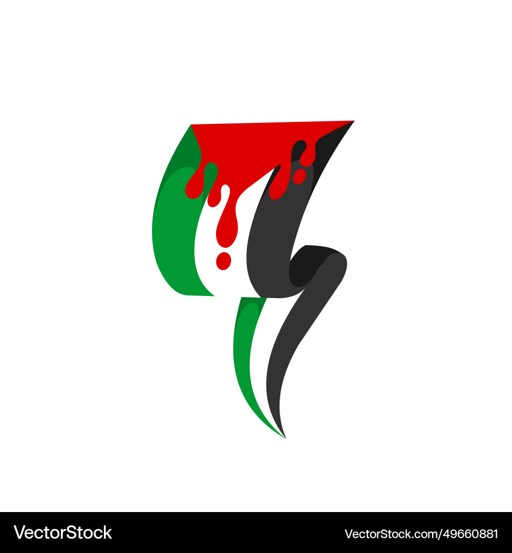 Palestinian flag logo with blood concept Vector Image