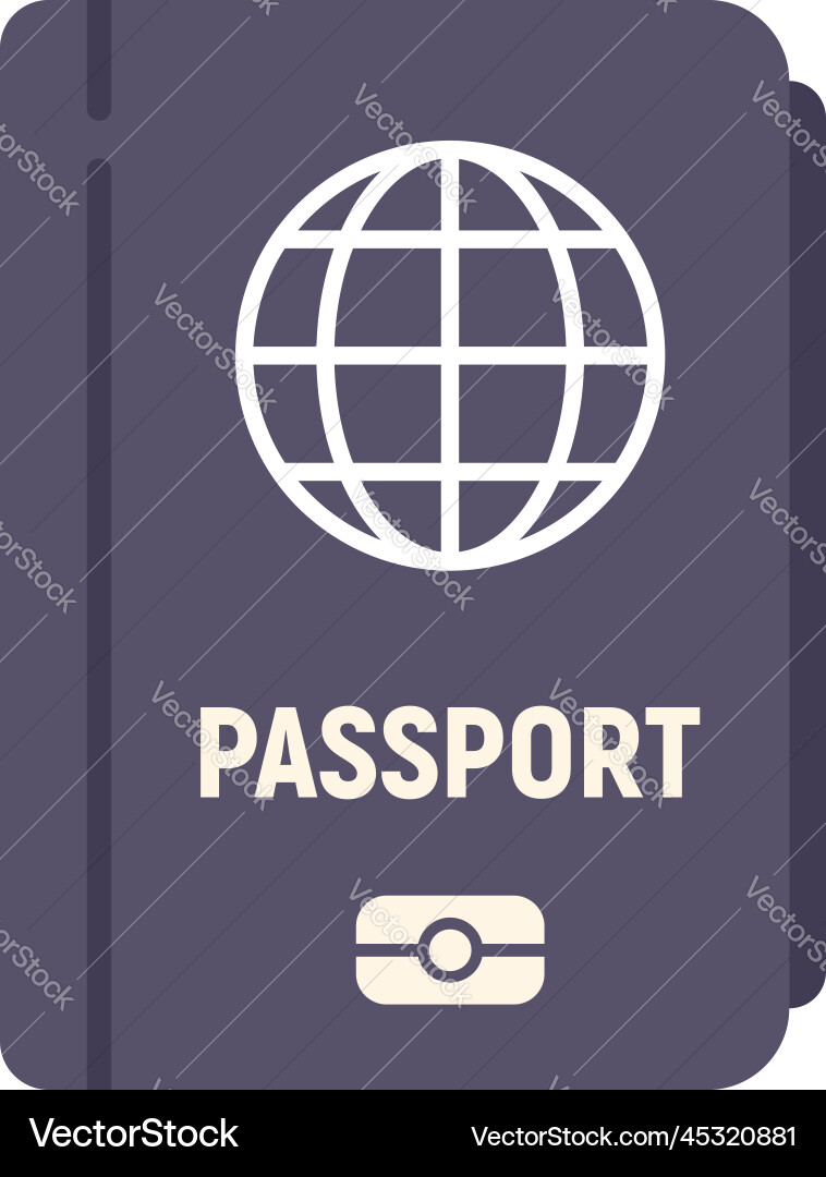 Passport icon flat id card Royalty Free Vector Image