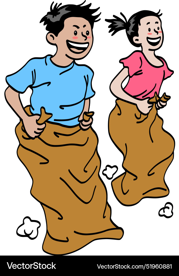 Sack race indonesia independence day celebration Vector Image