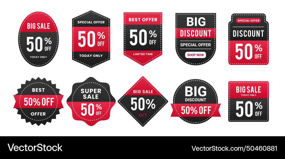 Sale tags collection special offer big Royalty Free Vector