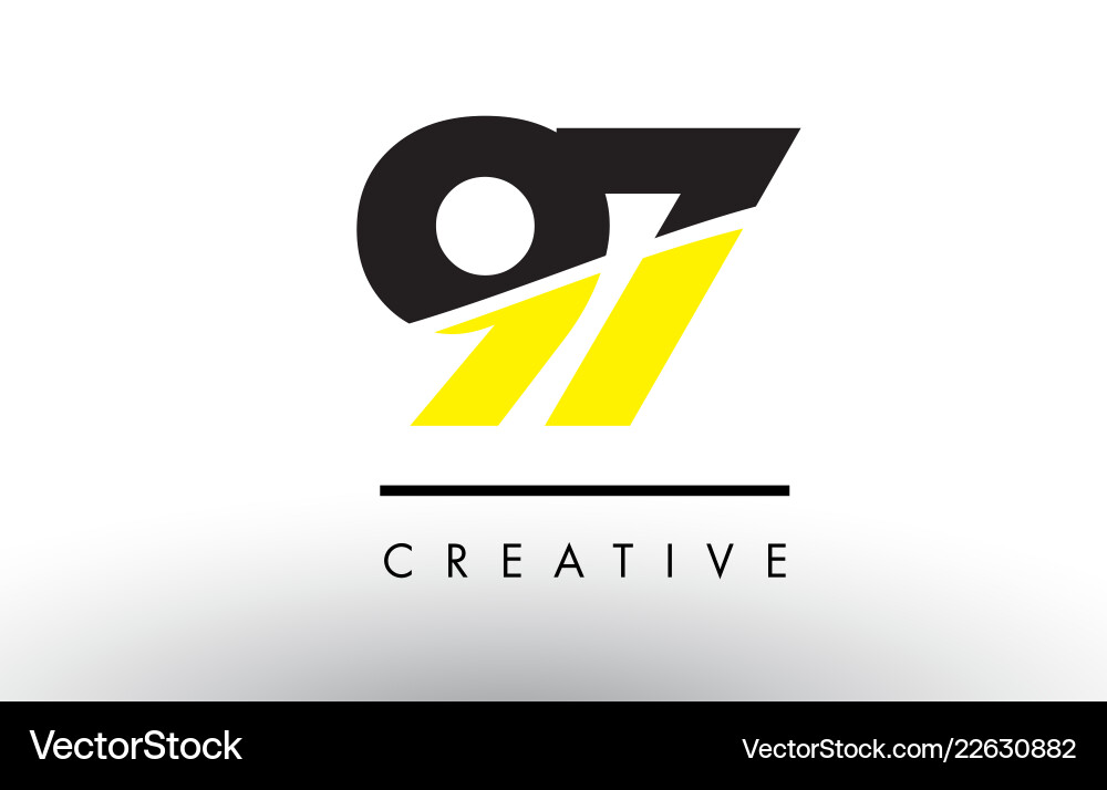 97 black and yellow number logo design Royalty Free Vector