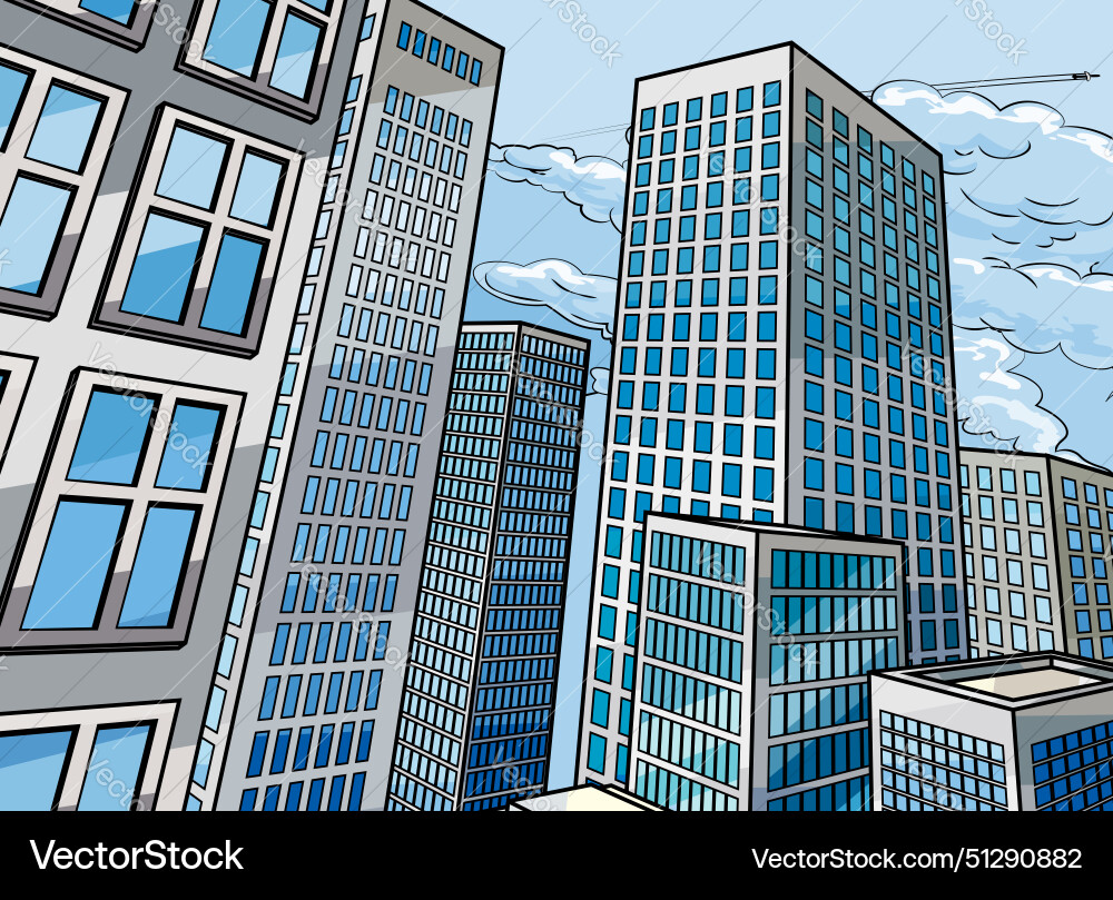 Cityscape Buildings - Pop Art Royalty Free Vector Image