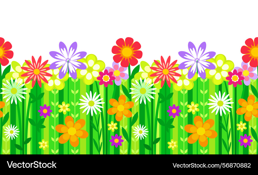 Colorful floral seamless bottom border Royalty Free Vector