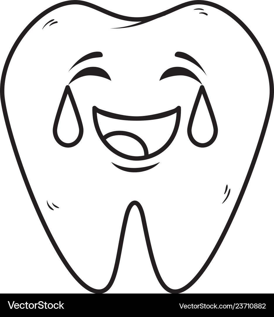 Comic tooth happy kawaii character Royalty Free Vector Image