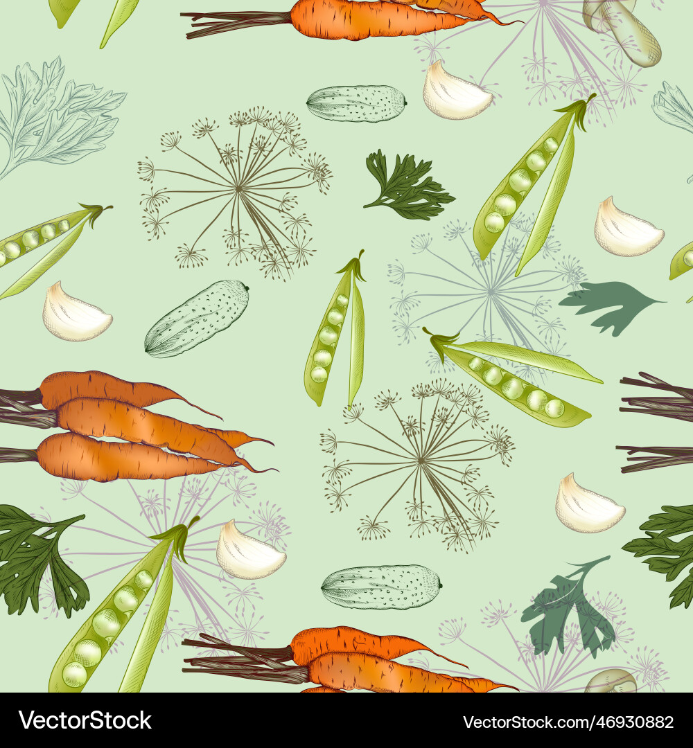Cute kitchen pattern with vegetables Royalty Free Vector