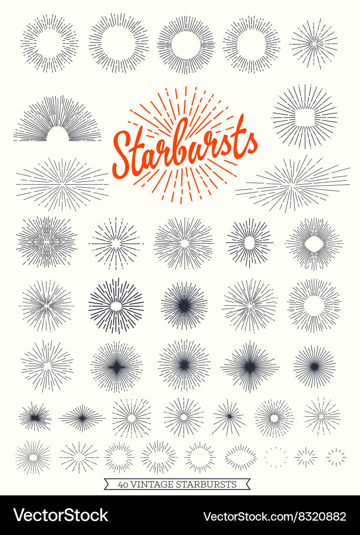 Handmade sunburst design elements Royalty Free Vector Image