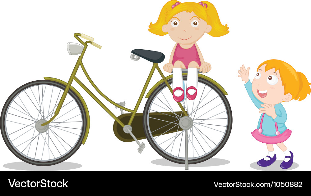 Kids on a bike Royalty Free Vector Image - VectorStock