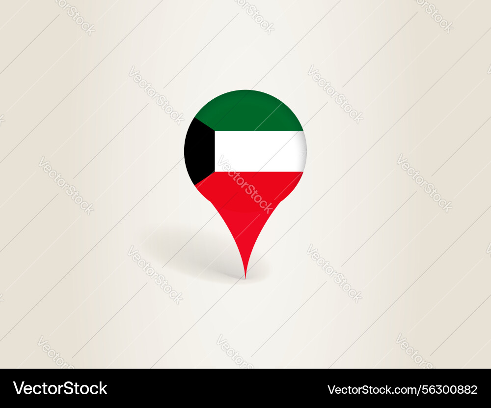 Kuwait Flag Pin Icon Royalty Free Vector Image