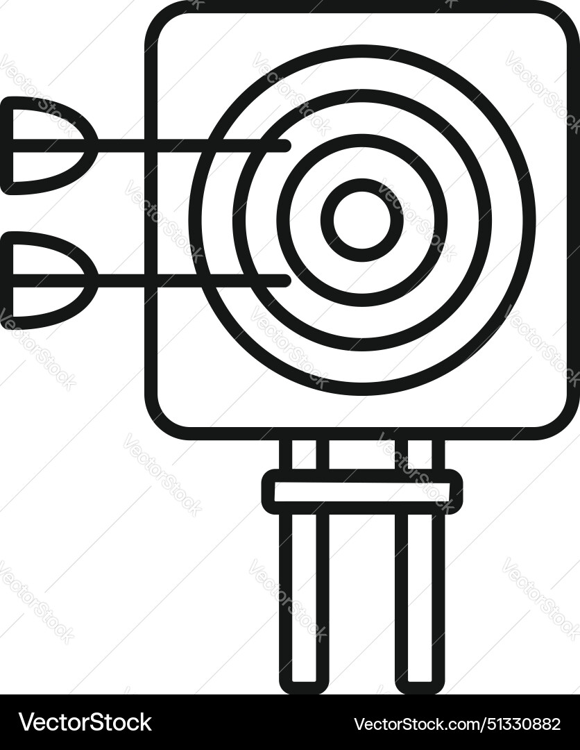 Line art archery target with arrows Royalty Free Vector