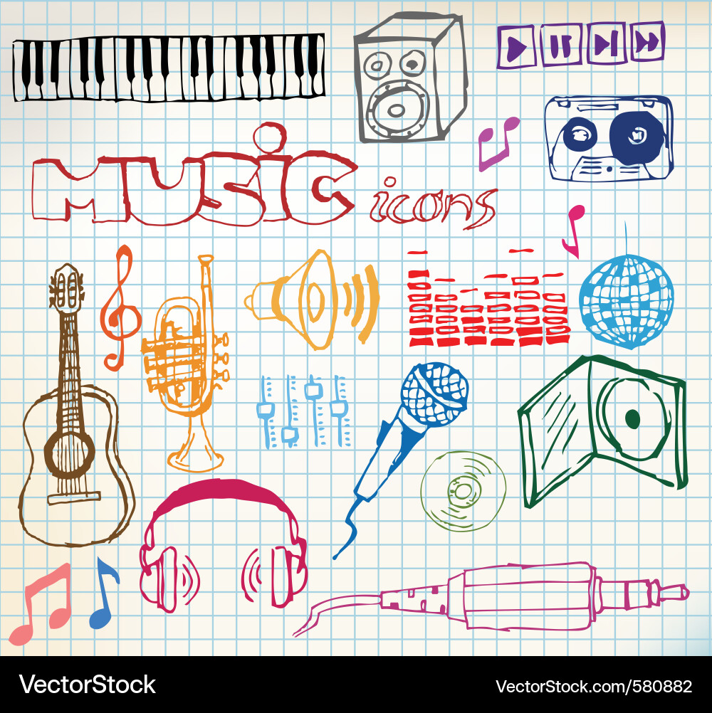 Music sketch Royalty Free Vector Image - VectorStock