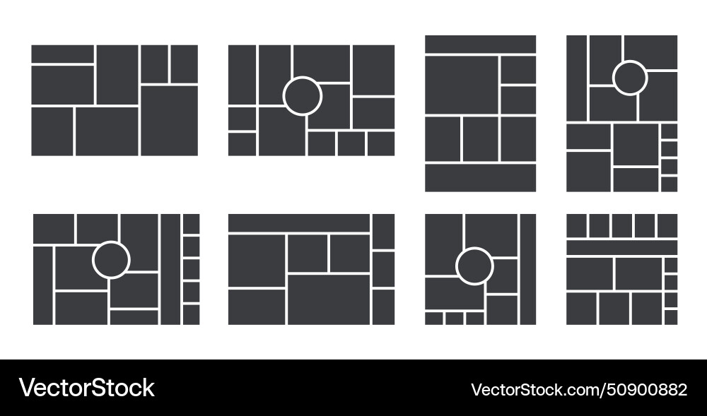 Photo collage layout moodboard template scrapbook Vector Image