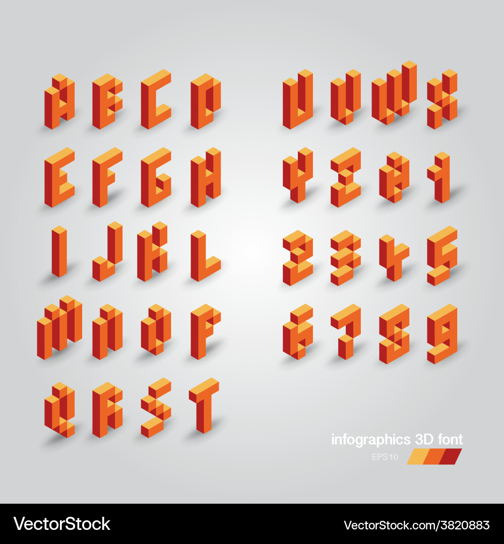 3d alphabet Royalty Free Vector Image - VectorStock